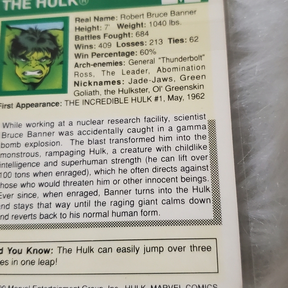 Toys | Marvel 199 The Incredible Hulk Trading Card | Poshmark